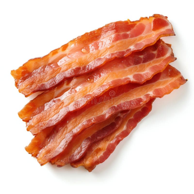 Crispy Bacon Strips Isolated on White Background. Generative Ai Stock ...