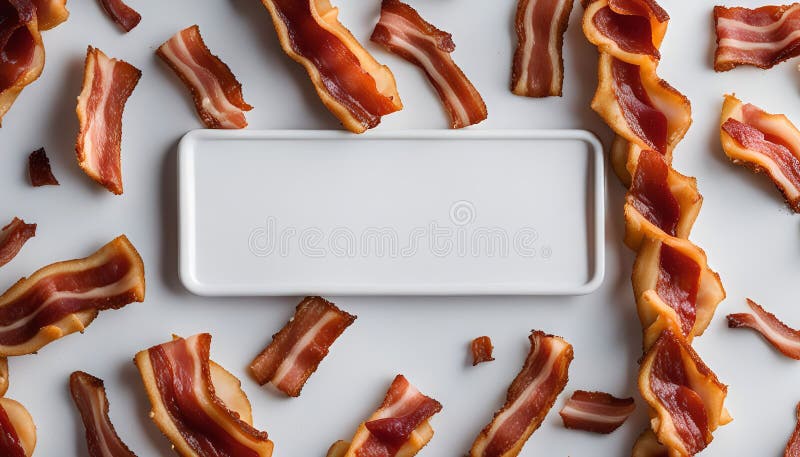 Crispy Bacon on White Background Stock Photo - Image of creative, meat ...