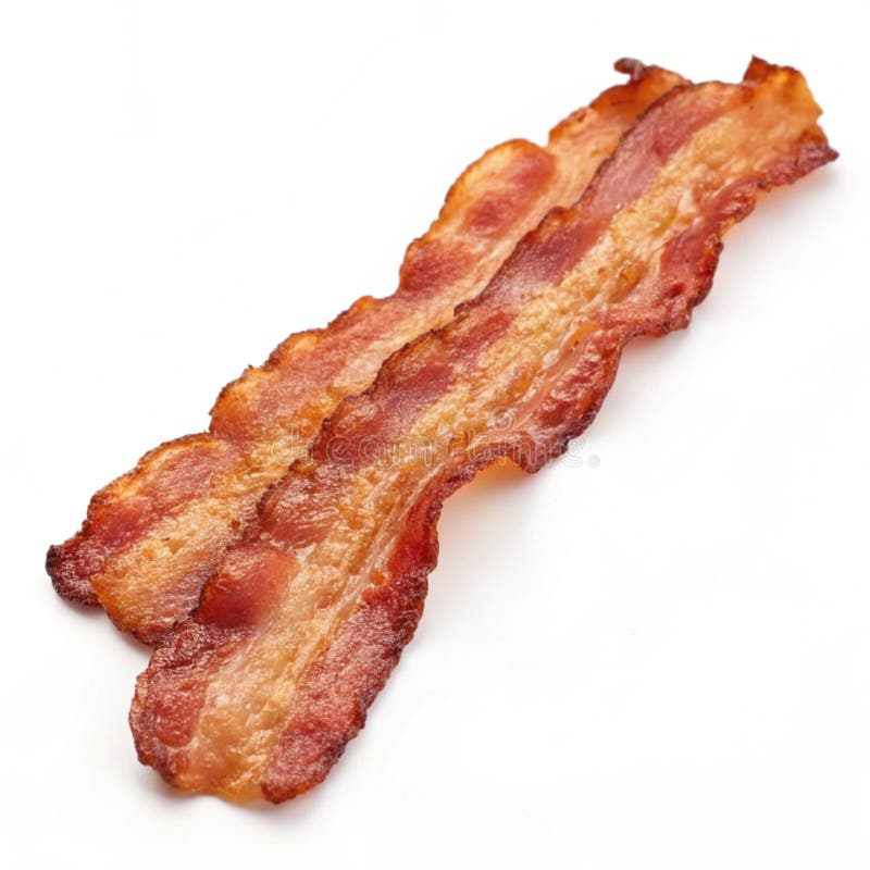 Crispy Bacon on White Background Stock Illustration - Illustration of ...