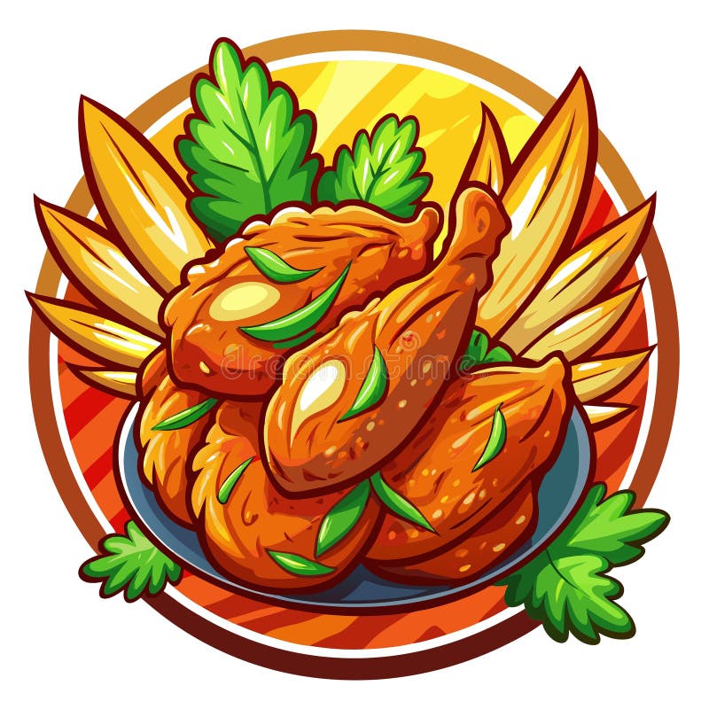 Crispy Baked Chicken Wings stock vector. Illustration of curry - 331006413