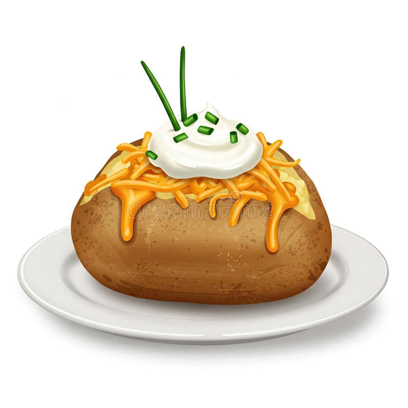 Baked Potato with Sour Cream Topping in a Close-up Shot, Macro Shot ...