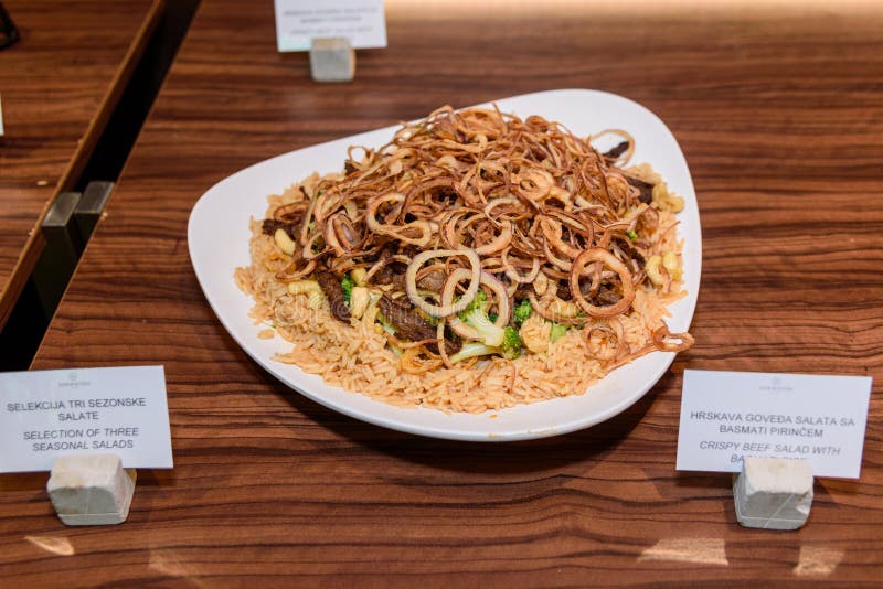 Crispy Beef Salad with Basmati Rice. Stock Image - Image of culinary ...