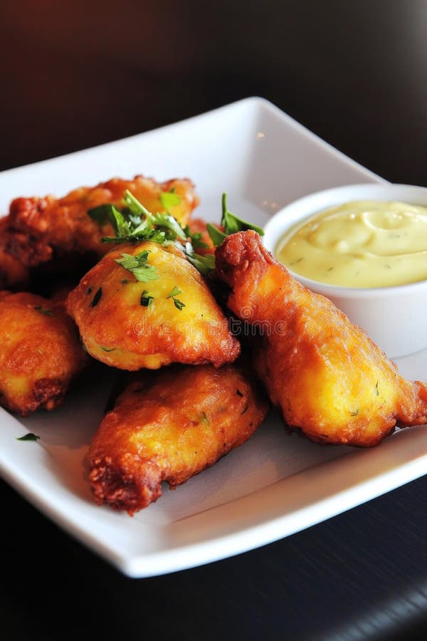 Crispy Beer-battered Fish with Tartare Sauce on a White Plate Stock ...