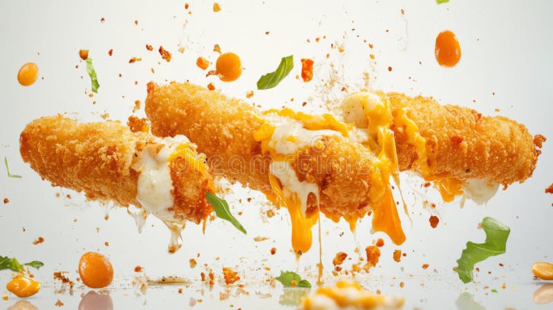 Crispy Breaded Cheese Sticks with Creamy Sauce Stock Illustration ...