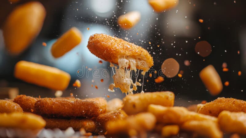 Crispy Breaded Cheese Sticks with Melted Cheese Stock Illustration ...