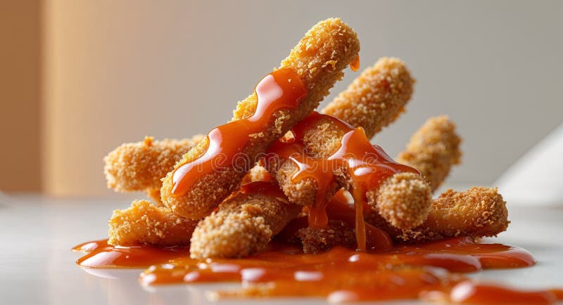 Crispy Breaded Cheese Sticks with Sweet and Spicy Glaze Stock Image ...