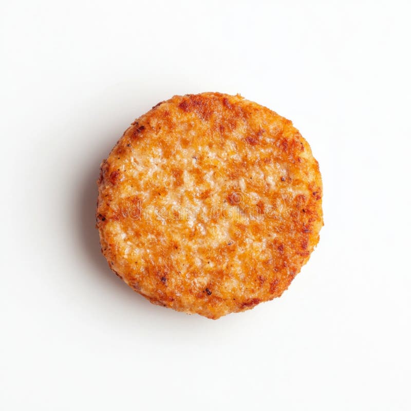 Crispy Breaded Chicken Patty on White Background Stock Image - Image of ...