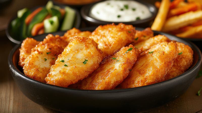 Crispy Golden Breaded Chicken Tenders Creamy Dip Stock Photos - Free ...