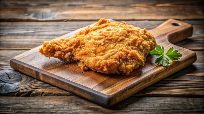 Crispy Breaded Cutlet Served on Rustic Wooden Board. Generative AI ...