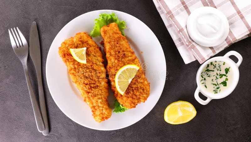 Crispy breaded fish stock photo. Image of meal, crispy - 208579228