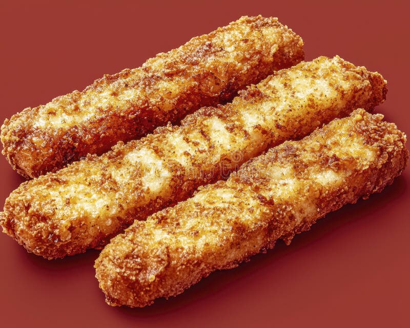 Crispy Breaded Fish Sticks on Red Background Stock Illustration ...