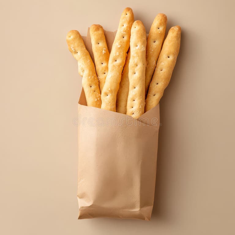 Crispy Breadsticks in Kraft Paper Packaging, Perfect for Snacking or ...