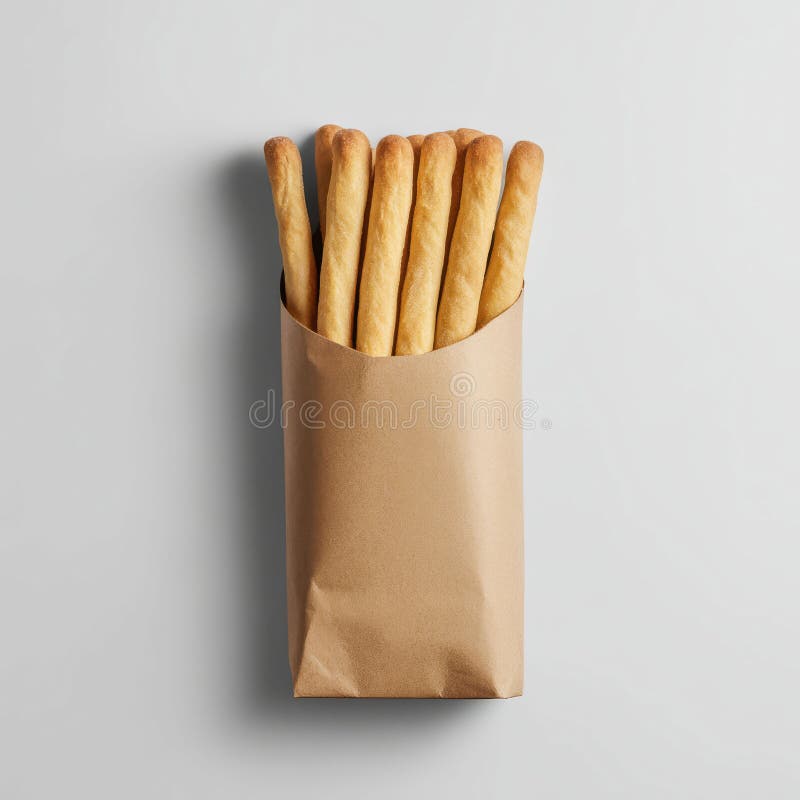 Crispy Breadsticks in Kraft Paper Packaging, Perfect for Snacking or ...
