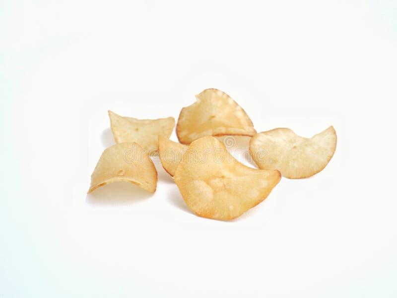 Crispy Cassava Chips Isolated on White Background Stock Photo - Image ...