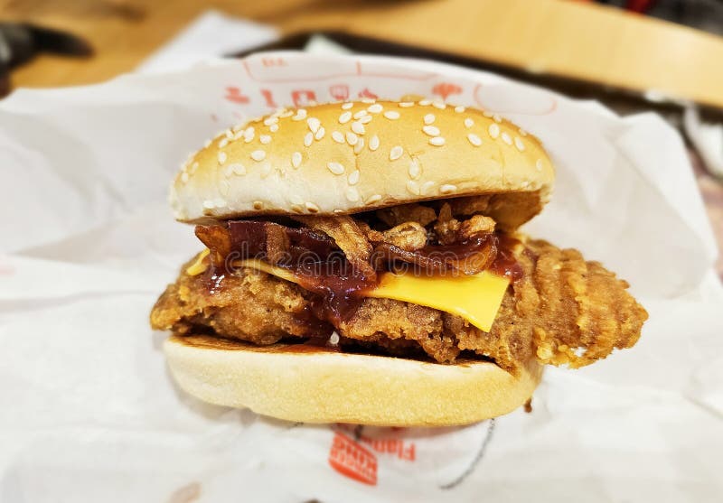Cheeseburger Burger King Crispy Chicken Stock Photo - Image of cheese ...