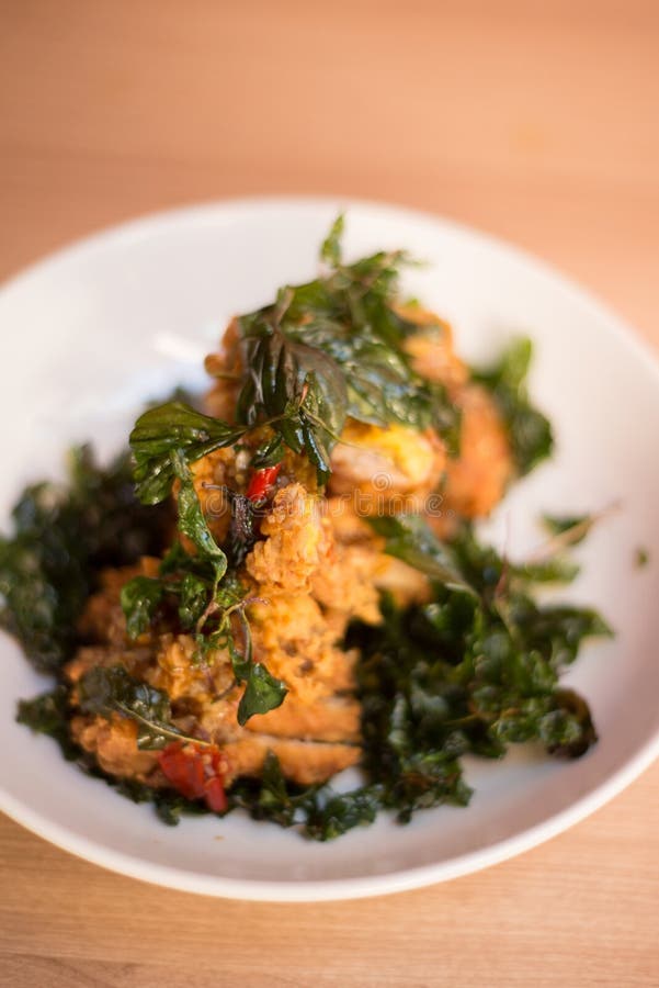 Crispy Chicken and Basil Stir Fried , Thai Food. Stock Photo - Image of ...
