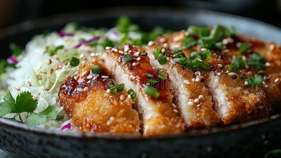 Crispy Chicken Bowl, Asian Style Stock Photo - Image of salad, dinner ...