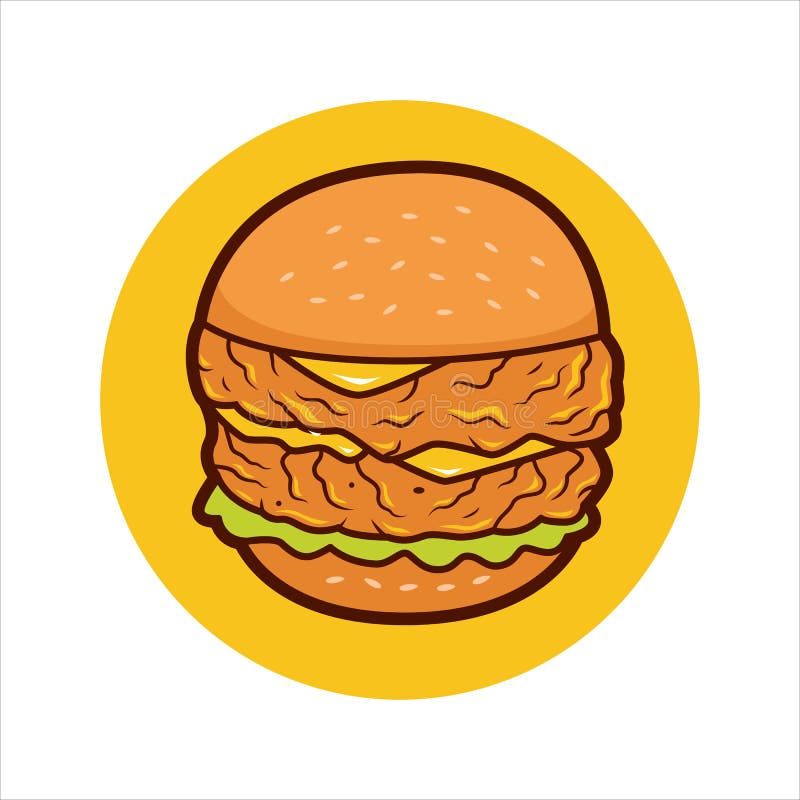 Crispy Chicken Burger Vector Illustration Stock Vector - Illustration ...