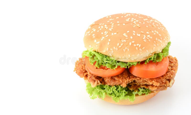 Crispy chicken burger stock image. Image of eating, salad - 75119965