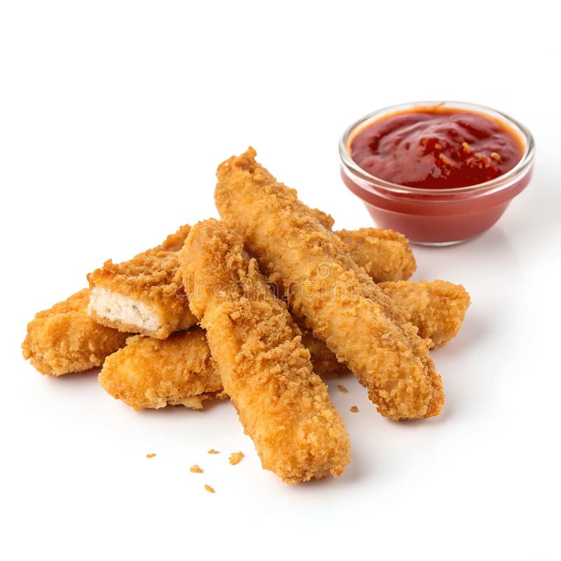 Crispy Chicken Finger Sticks with Ketchup Stock Illustration ...