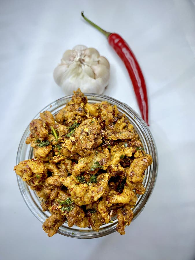 Crispy chicken intestine stock image. Image of background - 263480279