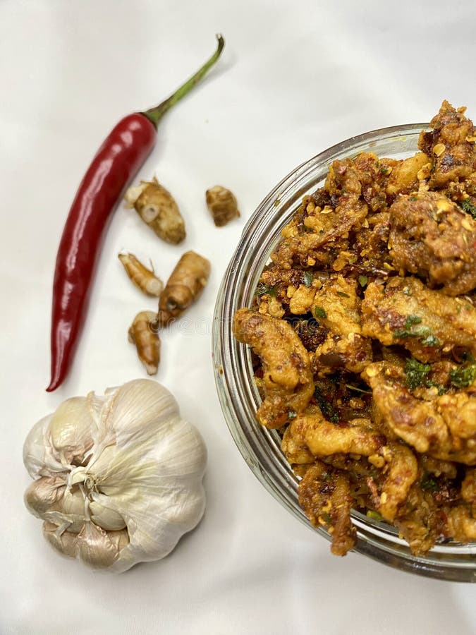 Crispy chicken intestine stock photo. Image of crispy - 263480282