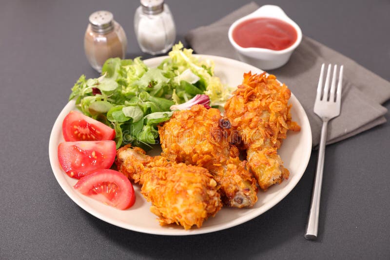 Crispy chicken leg stock photo. Image of meal, lunch - 146913270