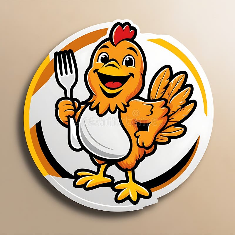 Whimsical Crispy Chicken Emblem a Delightful Fusion of Cartoon and ...