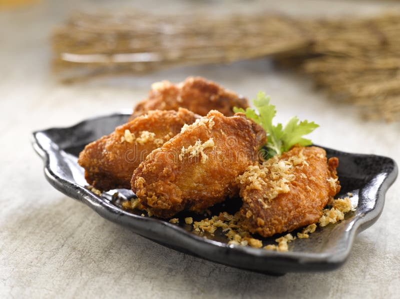 Crispy Chicken Mid Joint Wings with Prawn Paste Served Dish Isolated on ...