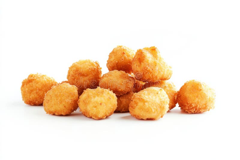 Crispy Chicken Nuggets Arranged in Multiple Small Stacks with a Few ...