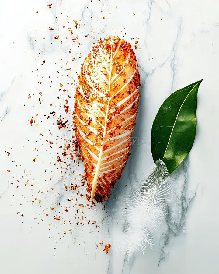 Crispy Chicken Wing with a Delicate Feather in a Minimalist Setting ...