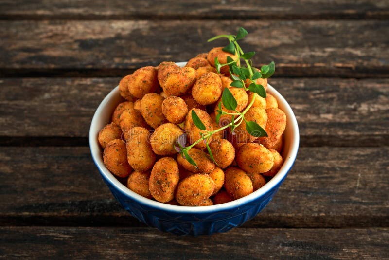 Crispy Chilli Peanuts Snacks in Bowl Stock Image - Image of meal ...