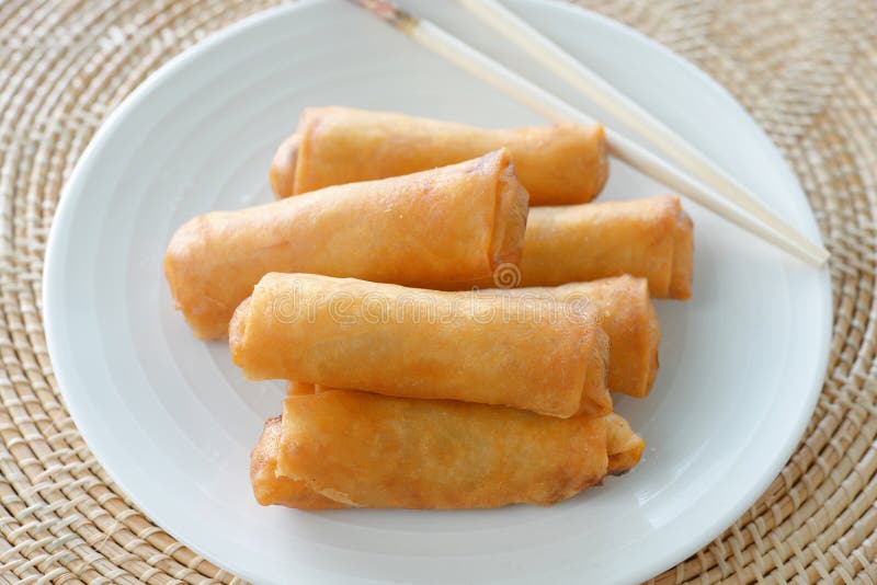 Crispy Chinese Traditional Spring Rolls Food Stock Image - Image of ...