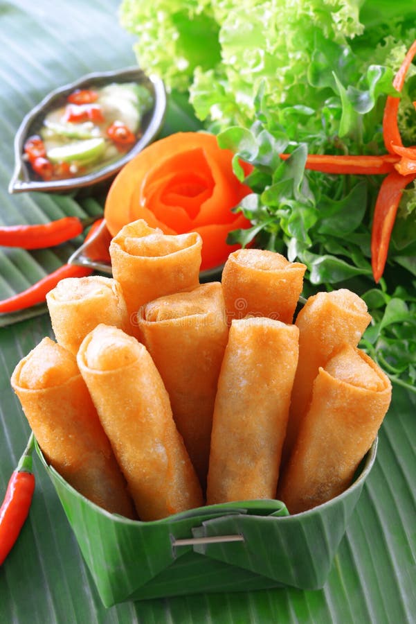 Crispy Chinese Traditional Spring Rolls Food Stock Image - Image of ...
