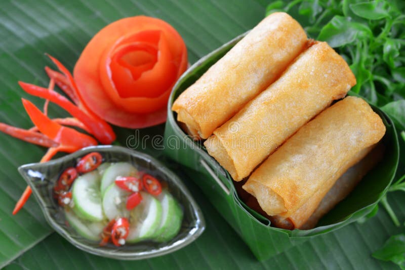 Crispy Chinese Traditional Spring Rolls Food Stock Image - Image of ...