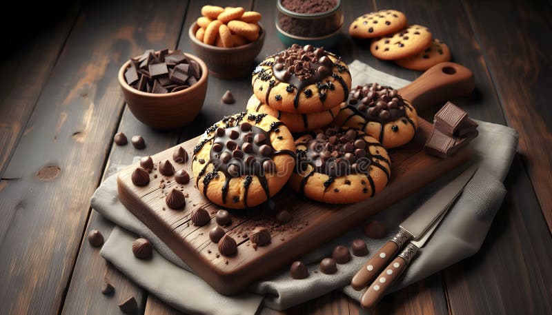 Crispy Chocolate Chip Cookies Arranged Neatly with Blank Space for ...