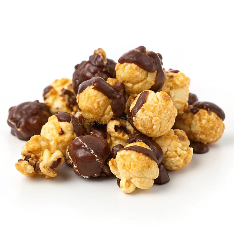 Crispy Chocolate-covered Popcorn Isolated on White Background Stock ...