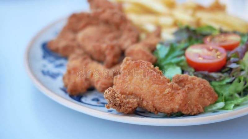 Crispy Coated Fried Chicken on a Plate Stock Footage - Video of pastry ...