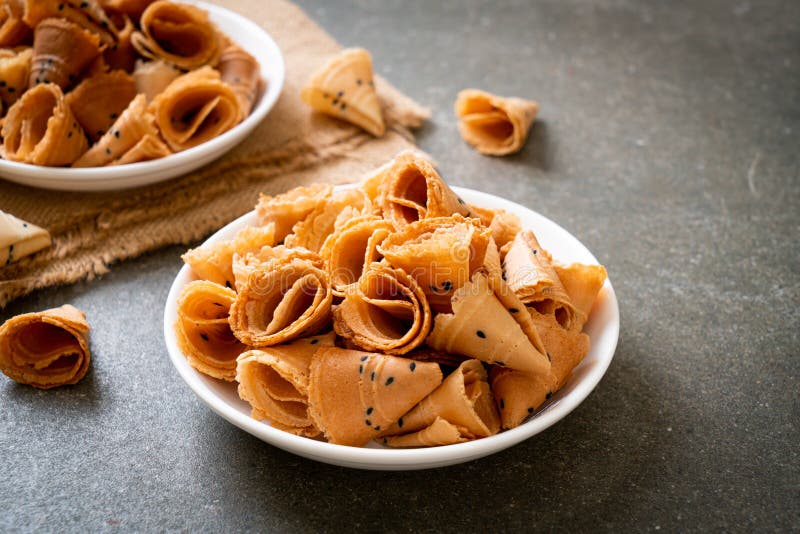 Crispy Coconut Roll - Asian Snack Stock Photo - Image of milk, crispy ...