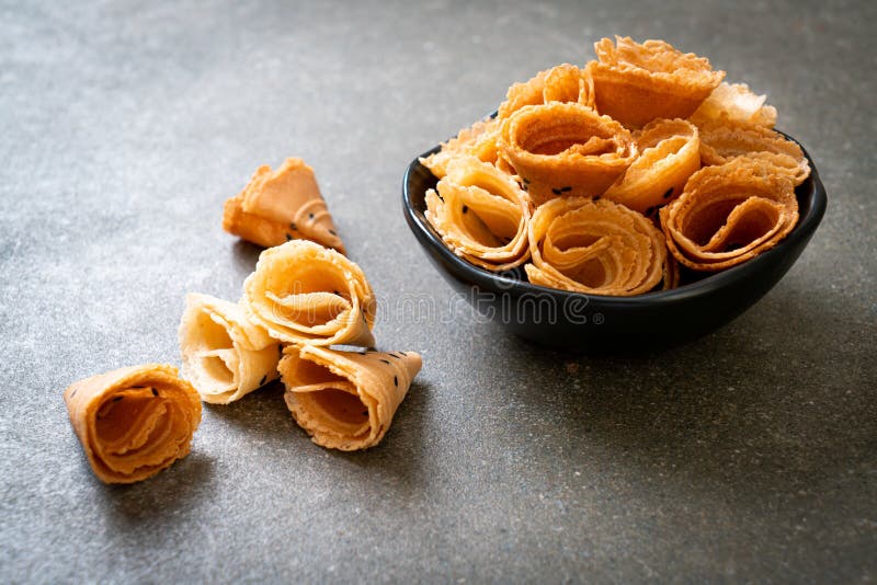 Crispy Coconut Roll - Asian Snack Stock Photo - Image of crispy, brown ...