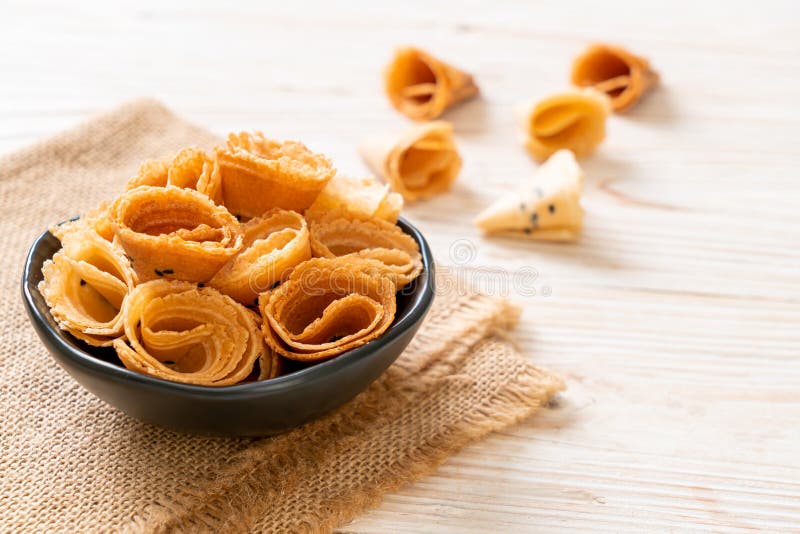 Crispy Coconut Roll - Asian Snack Stock Image - Image of milk, golden ...