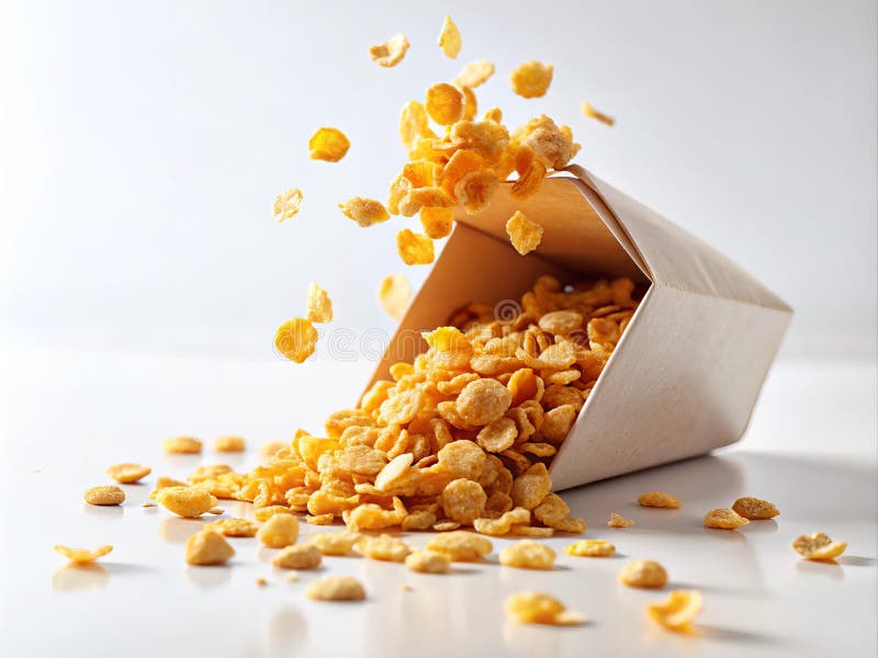 Crispy Corn Flakes Pouring from Box Delicious Breakfast Cereal Image ...