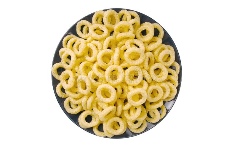Crispy Corn Rings, Isolated on White Background Stock Photo - Image of ...