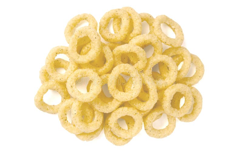 Crispy Corn Rings, Isolated on White Background Stock Image - Image of ...