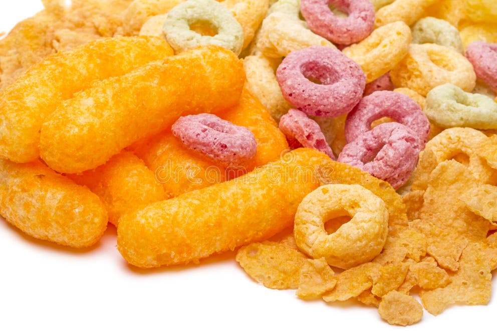 Crispy Cornflakes, Sticks and Rings Stock Photo - Image of closeup ...