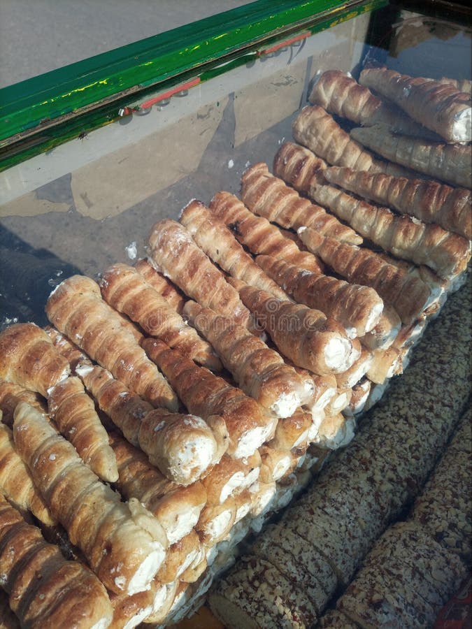 Crispy Cream Rolls Looking Delicious Stock Image - Image of steak ...