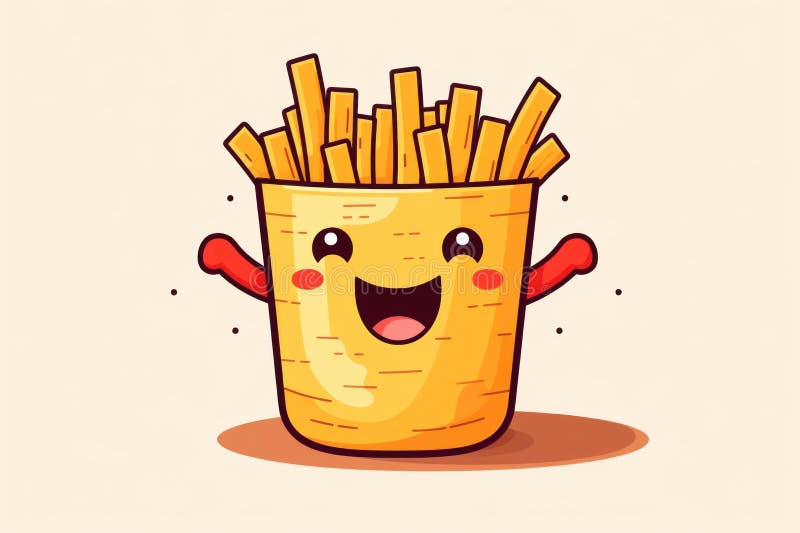 Crispy Cute Fried Fries Character. Generate Ai Stock Illustration ...