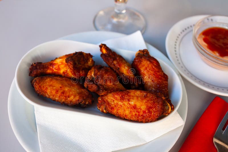 Crispy Deep Fried Chicken Wings Served on Plate Stock Image - Image of ...