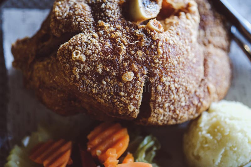 Crispy Deep-fried Pork Knuckle Stock Photo - Image of banquet, closeup ...