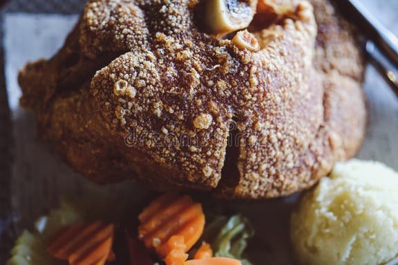 Crispy Deep-fried Pork Knuckle Stock Photo - Image of banquet, closeup ...